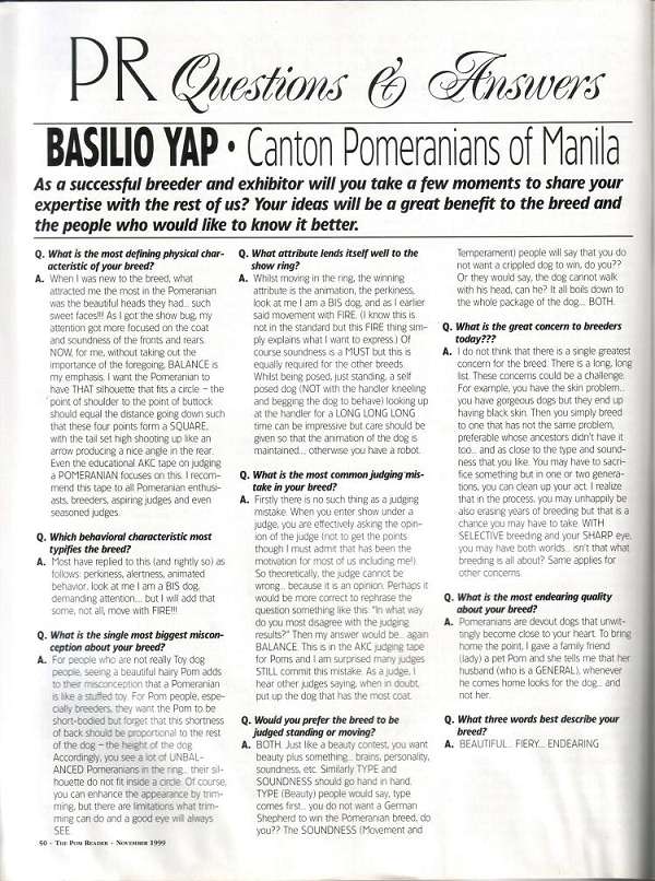 1999, November-Pom Reader, Questions and Answers: Basilio Yap-Canton ...